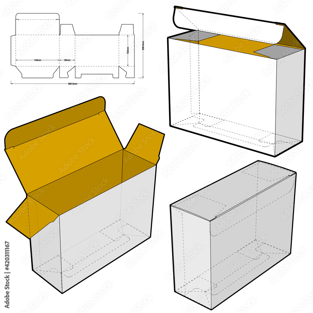 Simple Packaging Box (Internal measurement 14x5x10cm) and Die-cut ...