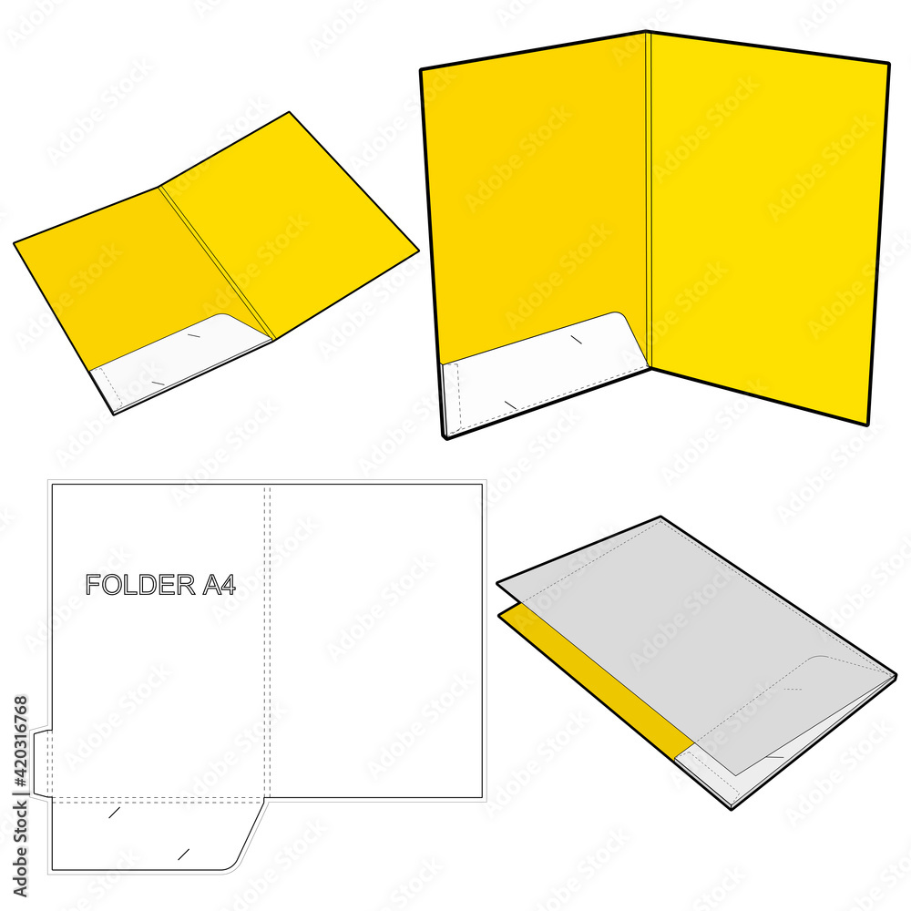 Folder with gusset 6 millimeter and Die-cut Pattern. The .eps file is ...