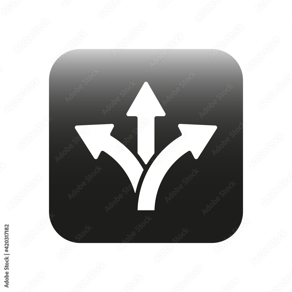 Three Way Directional Arrow In Flat Style Button Three Way Directional