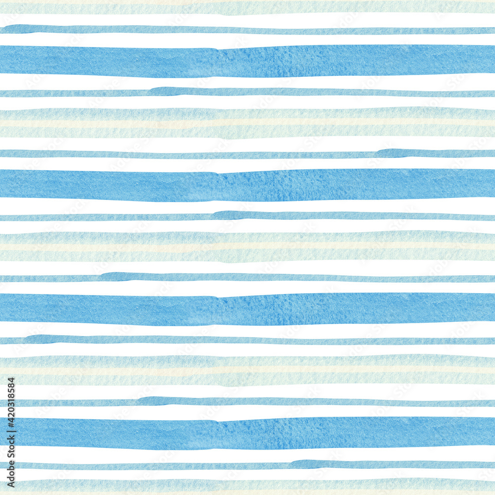 Watercolor horizontal line seamless pattern Blue stripes texture Stock ...
