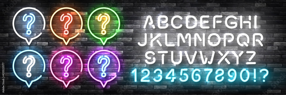 Vector realistic isolated neon sign of Question with easy to change ...