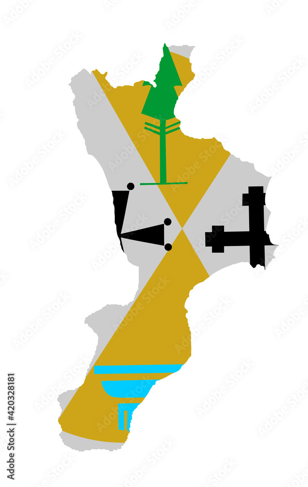 Calabria map vector silhouette illustration isolated on white ...