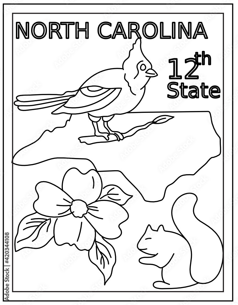 North carolina coloring page designed in hand drawn vectors Stock ...
