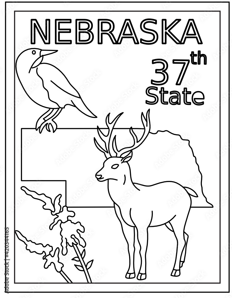 Nebraska coloring page designed in hand drawn vectors Stock Vector ...