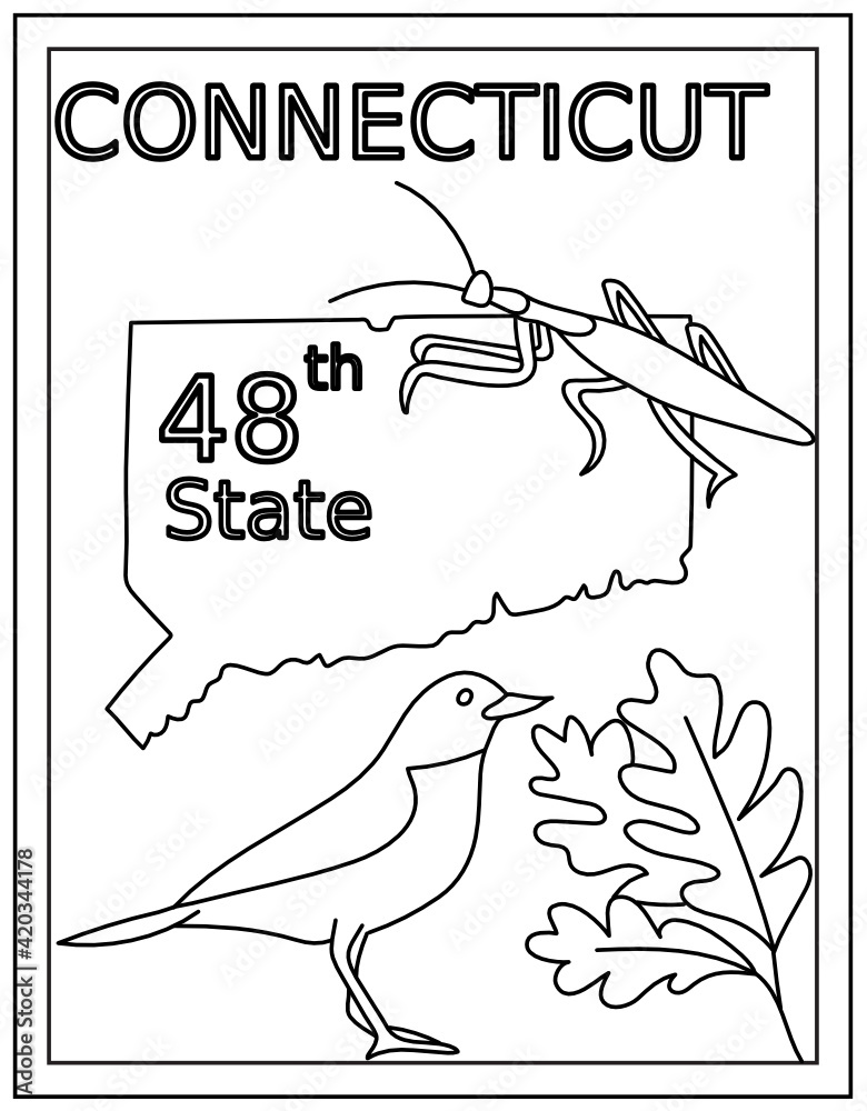 Connecticut coloring page designed in hand drawn vectors Stock Vector ...