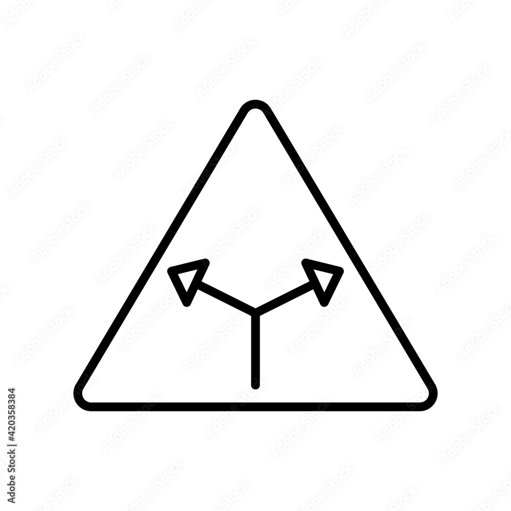 Y Intersection Right Traffic Sign Vector, isolated on white background ...