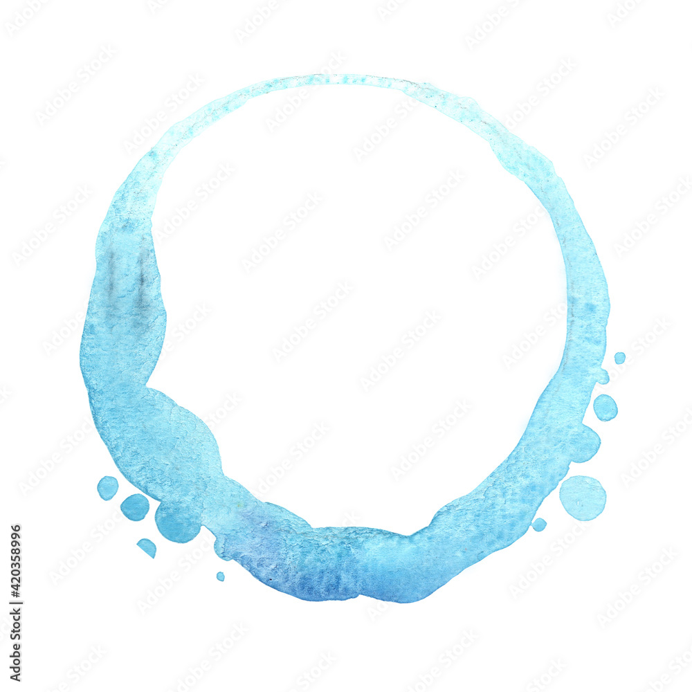 Blue splash wreath frame watercolor hand painting for decoration on ...