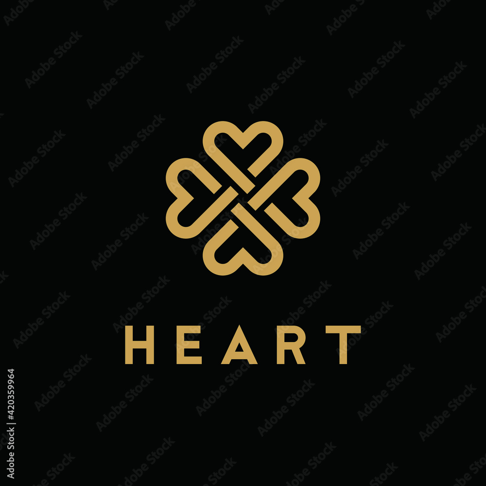 Four hearts simple line art logo template Stock Vector | Adobe Stock