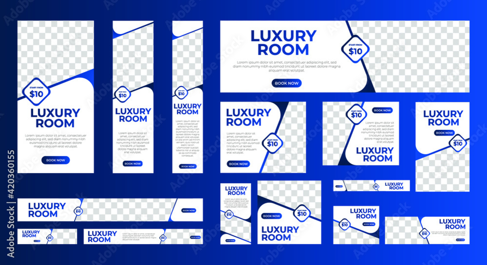 set of luxury hotel web banners of standard size with a place for ...