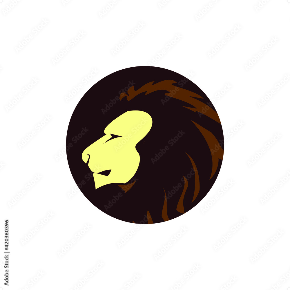 Side view simple lion head illustration in a circle Stock Vector ...