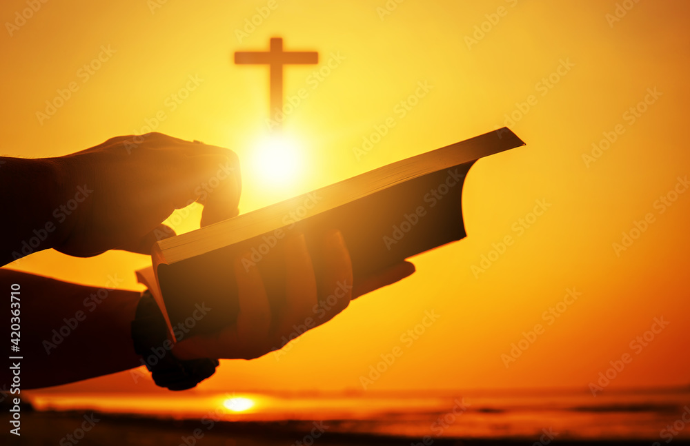 Christian praise on hill thanksgiving day background. Christian man or ...