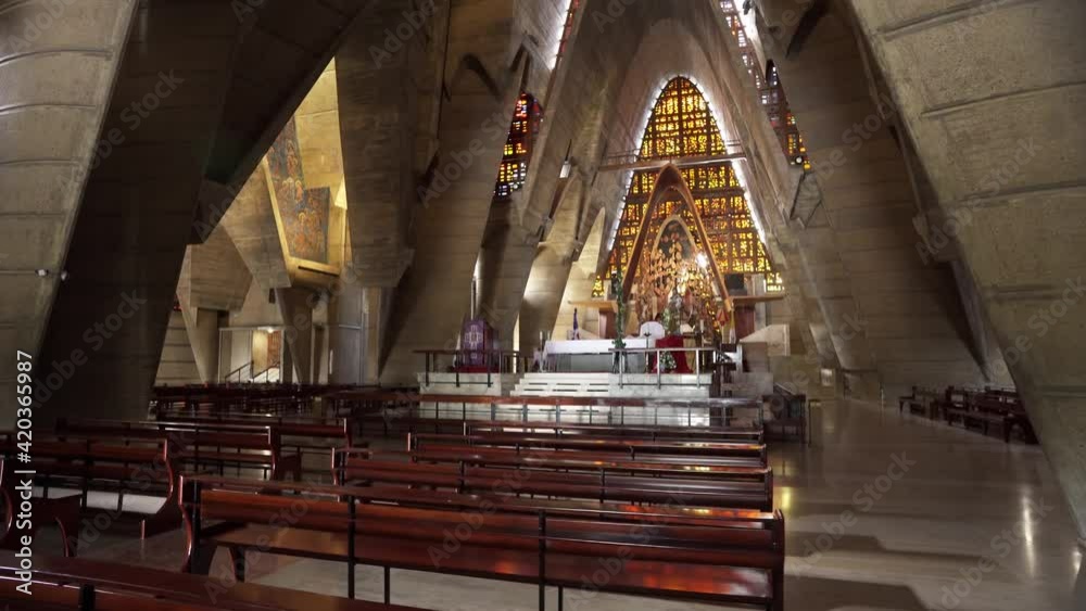 The interior of an old Christian church in the Dominican Republic ...