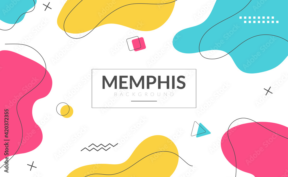 Modern memphis background with minimal memphis style shapes 3D Paper ...