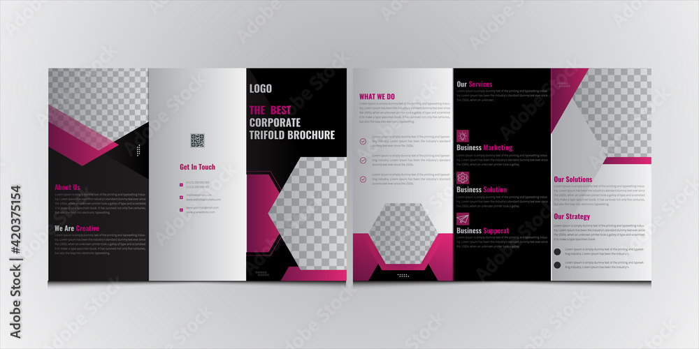 Vector triple folding brochure for business and advertising. The ...