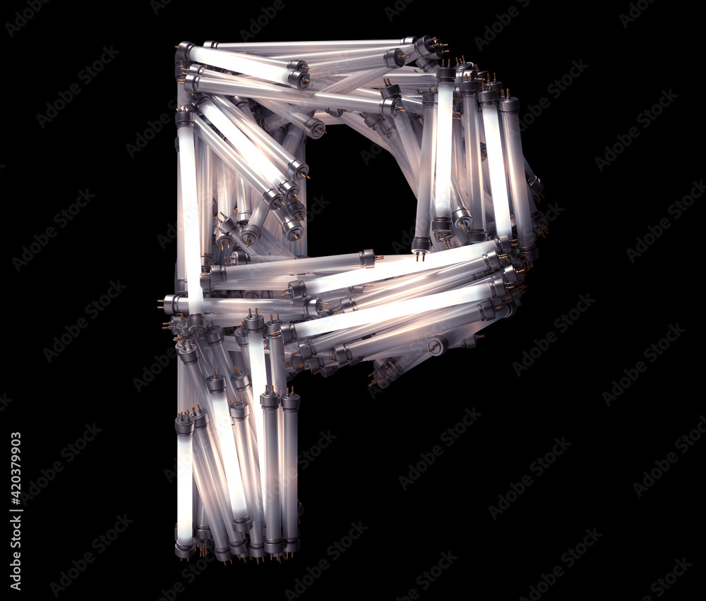 Fluorescent Lamp font. Letter P. Stock Photo | Adobe Stock
