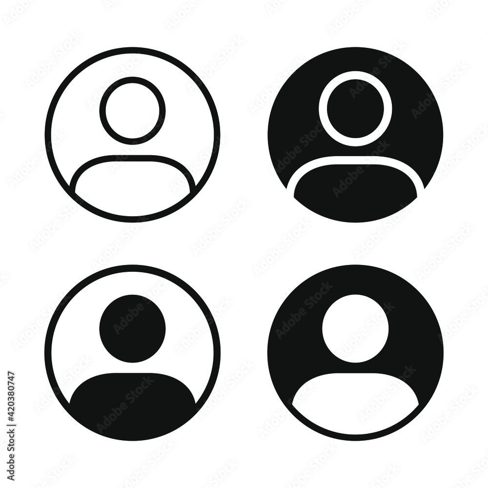 User profile icon vector. Avatar portrait symbol. Flat shape person ...