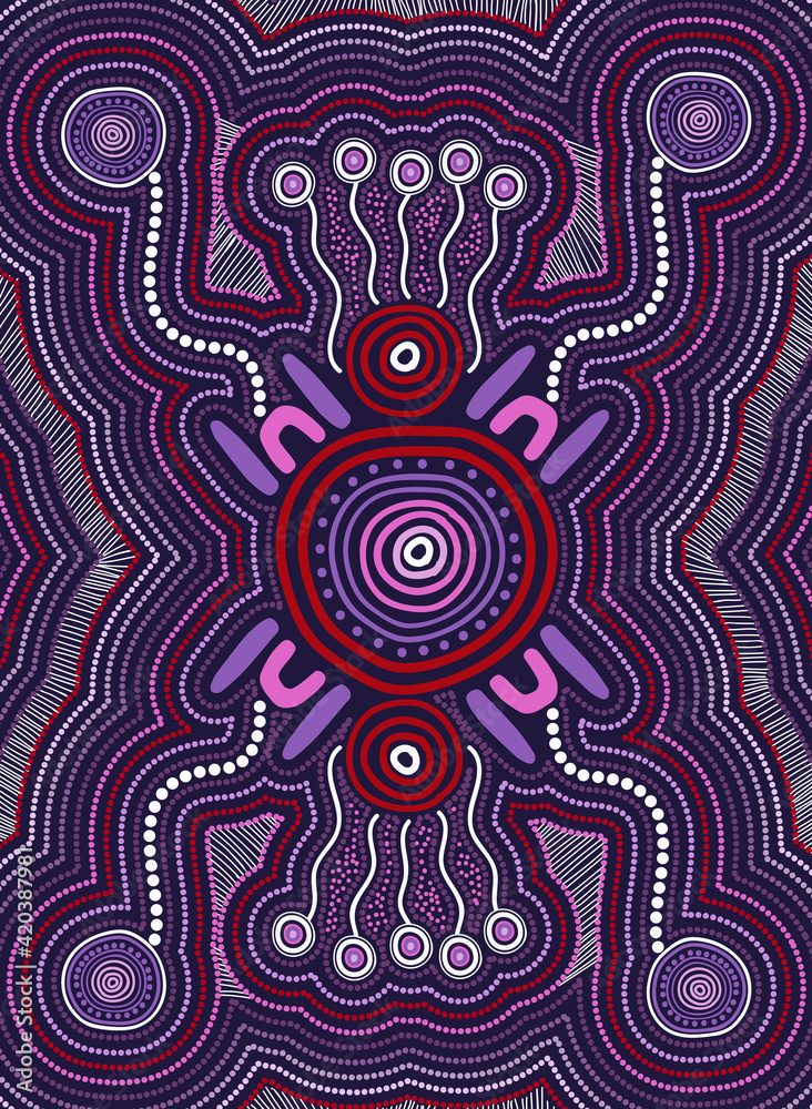 Purple aboriginal dot art Stock Vector | Adobe Stock
