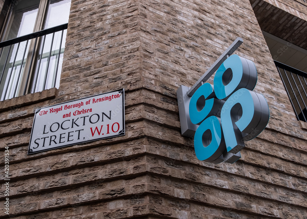 Co-op food store in West London- British supermarket chain- exterior ...
