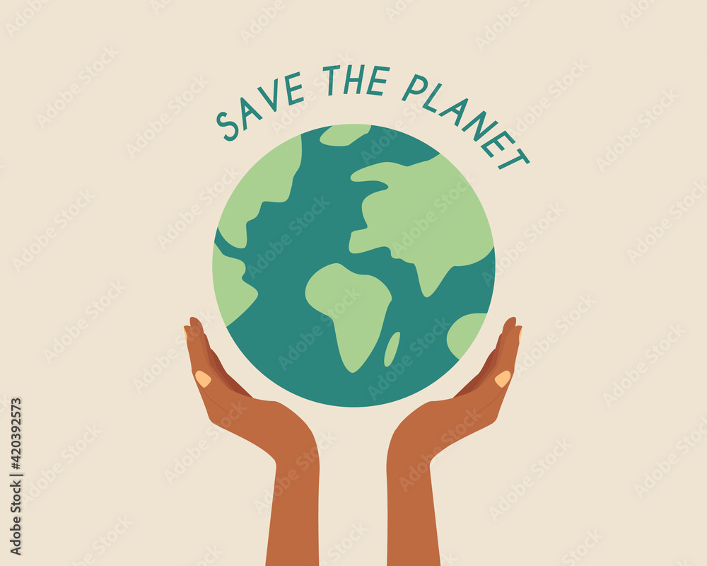 Save The Planet African Hands Holding Globe Earth Earth Day Concept