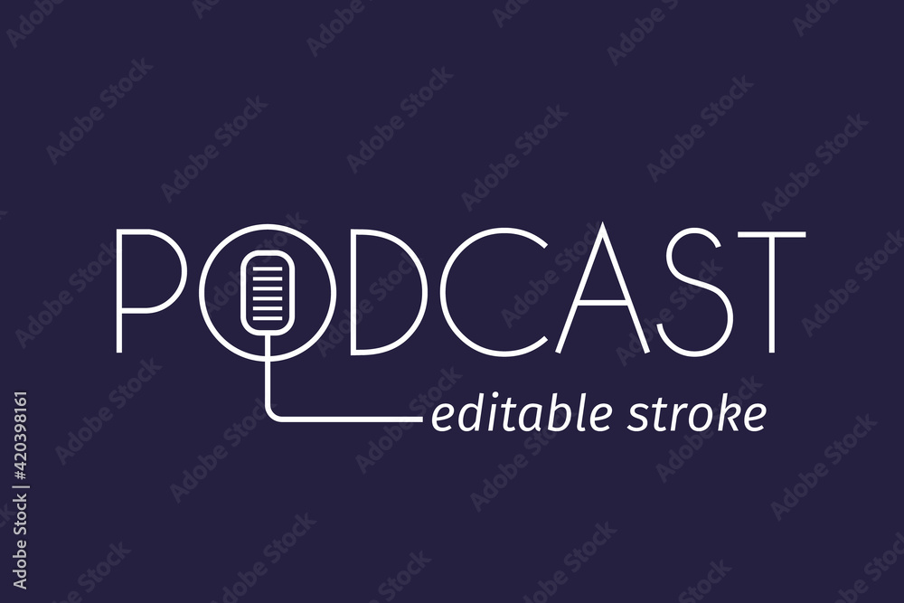 Podcast linear styled concept. Webcast logo design for radio or ...