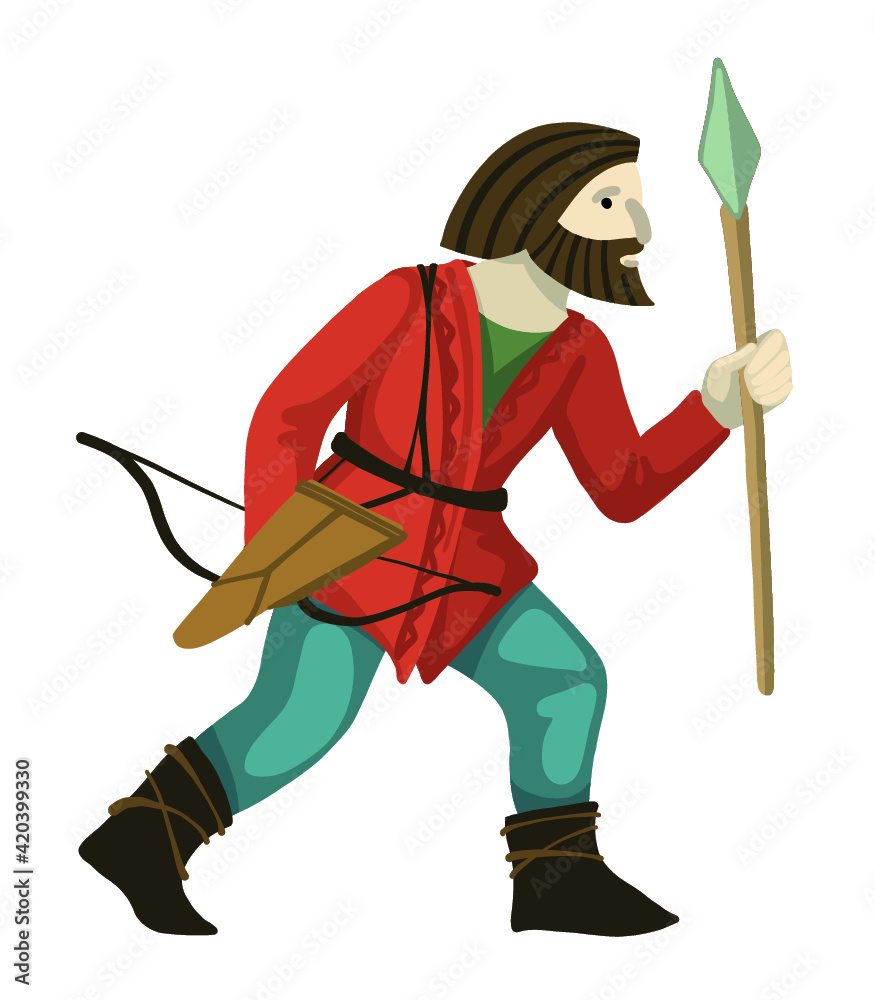 Hand drawing of a Scythian warrior with a spear and a bow Stock Vector ...