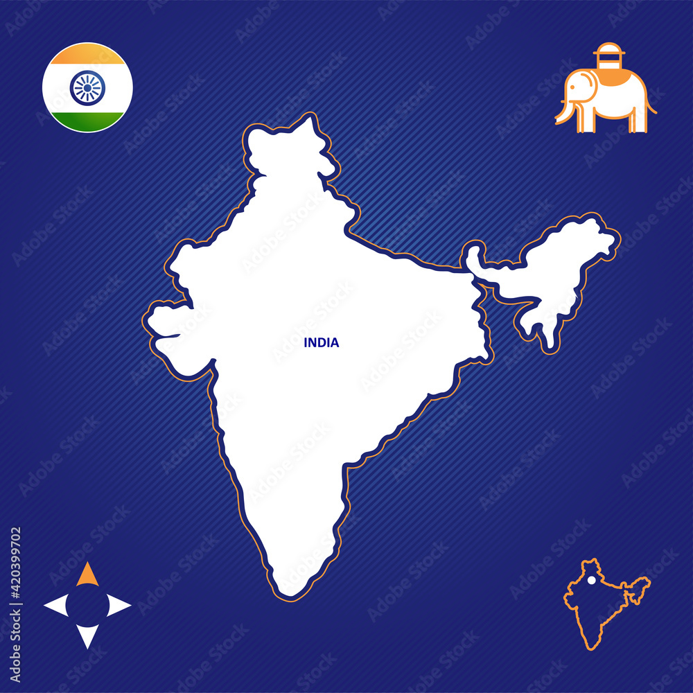 simple outline map of india Stock Vector | Adobe Stock