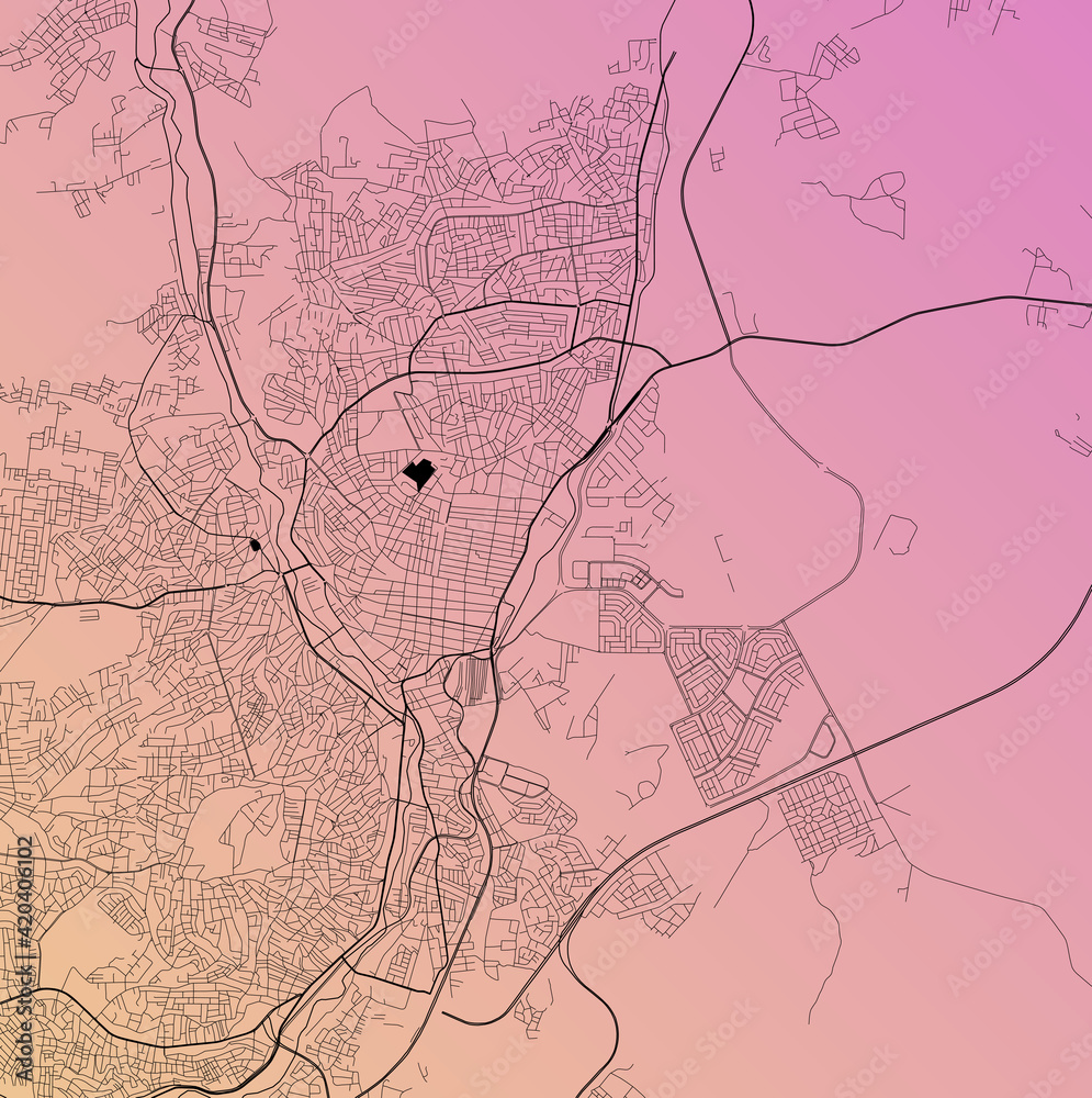 Az Zarqa, Zarqa, Jordan (JOR) - Urban vector city map with parks, rail ...