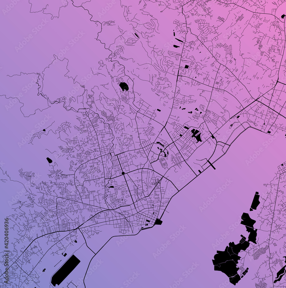 Cebu, Philippines (PHL) - Urban vector city map with parks, rail and ...
