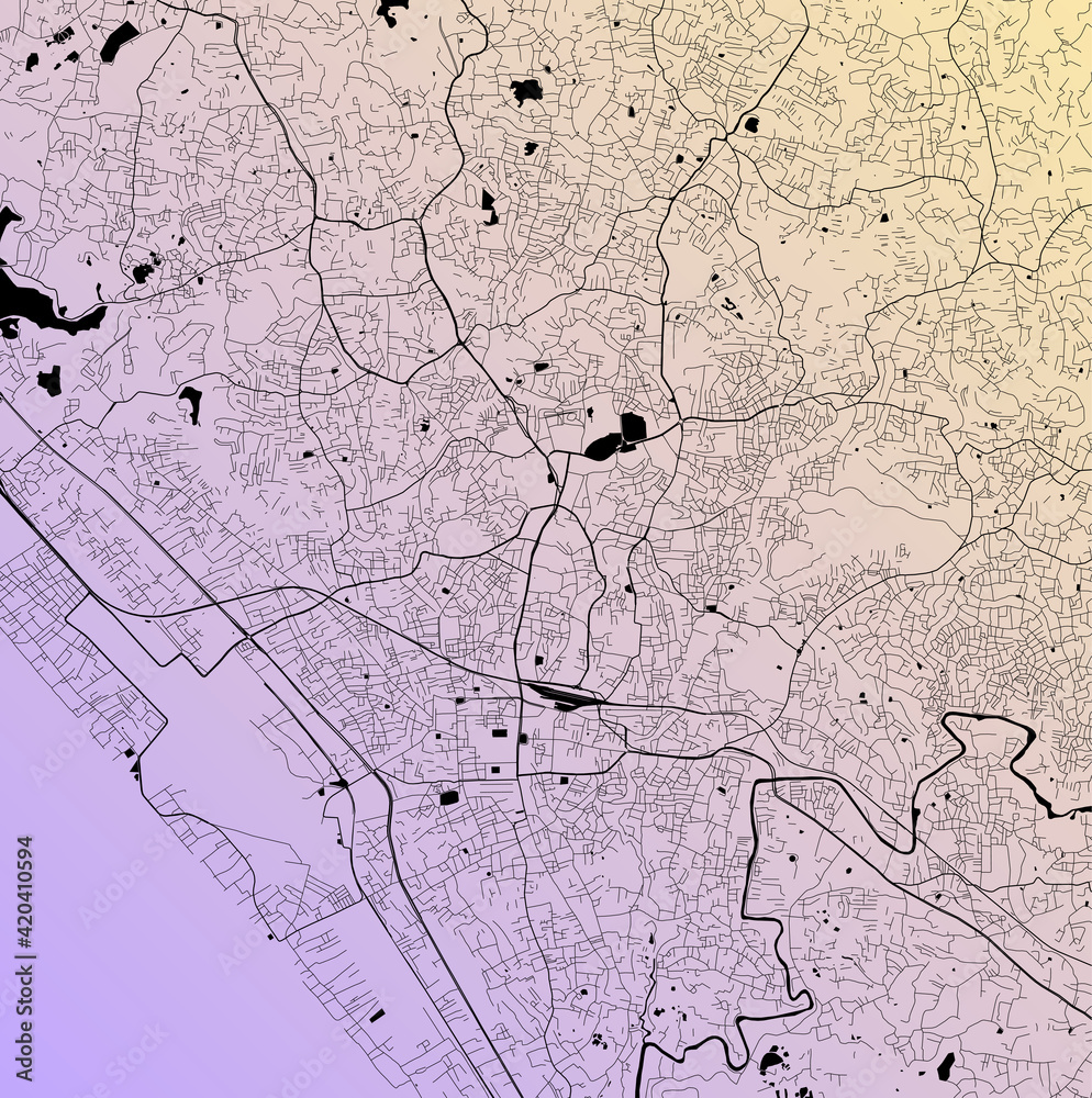 Thiruvananthapuram, Kerala, India (IND) - Urban vector city map with ...