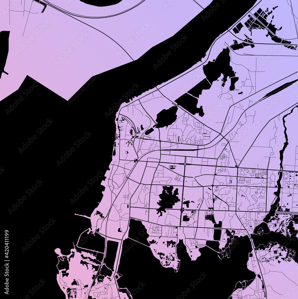 Yueyang, Hunan, China (CHN) - Urban vector city map with parks, rail ...