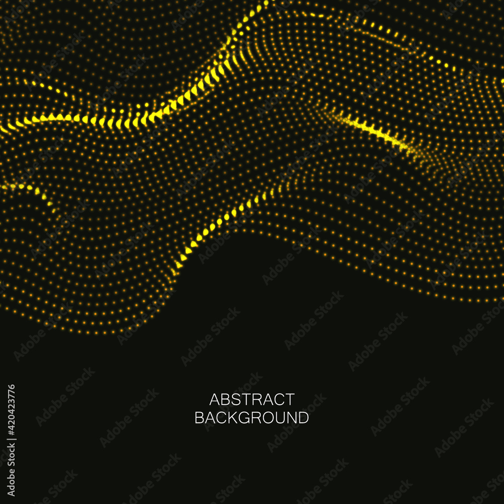 Abstract yellow background. Big data. Abstract yellow wave flow from ...