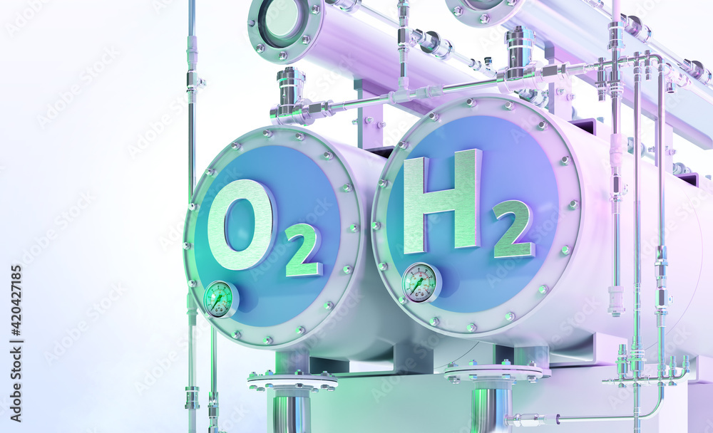 Póster Green Hydrogen, the fuel of the future 3D illustration – Cuadro ...
