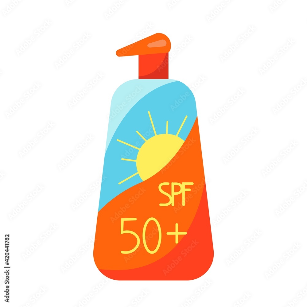 Sunscreen in a container with a dispenser, sunscreen SPF, vector object ...