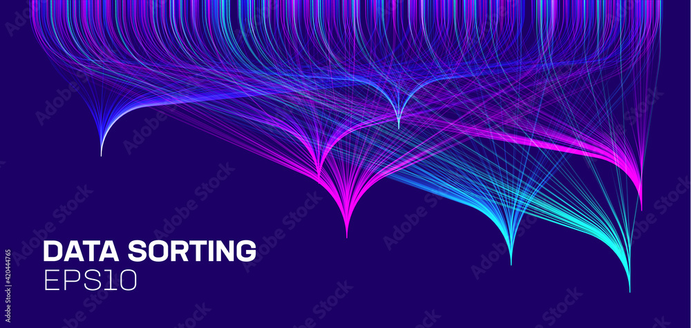 Data sorting analytic HUD. Sorting lines background. Big data vector ...