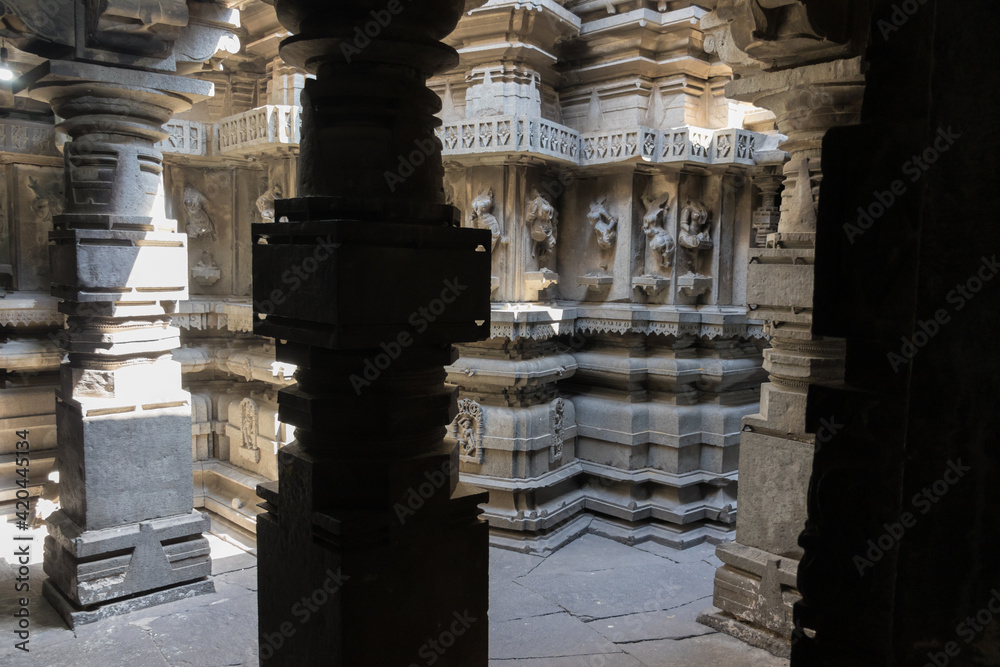 columns and walls of old hindu temple Stock Photo | Adobe Stock