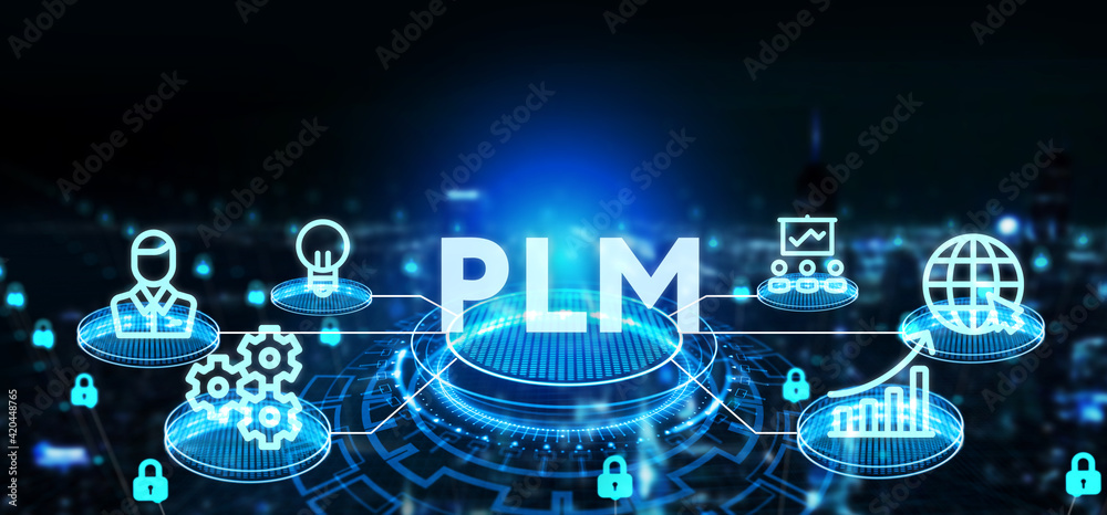 PLM Product lifecycle management system technology concept. Technology ...