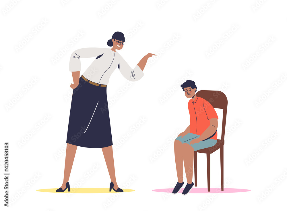 Photo & Art Print School principal scolding schoolboy, Iryna Petrenko Photo & Art Print School principal scolding schoolboy, Iryna Petrenko