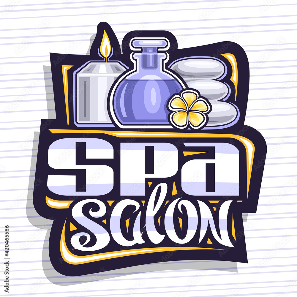 Vector logo for Spa Salon, decorative sign board with illustration of ...