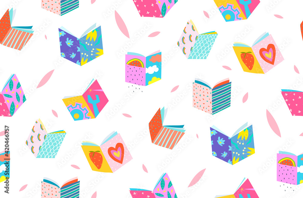 Book covers seamless pattern geometrical background on white. Simple ...