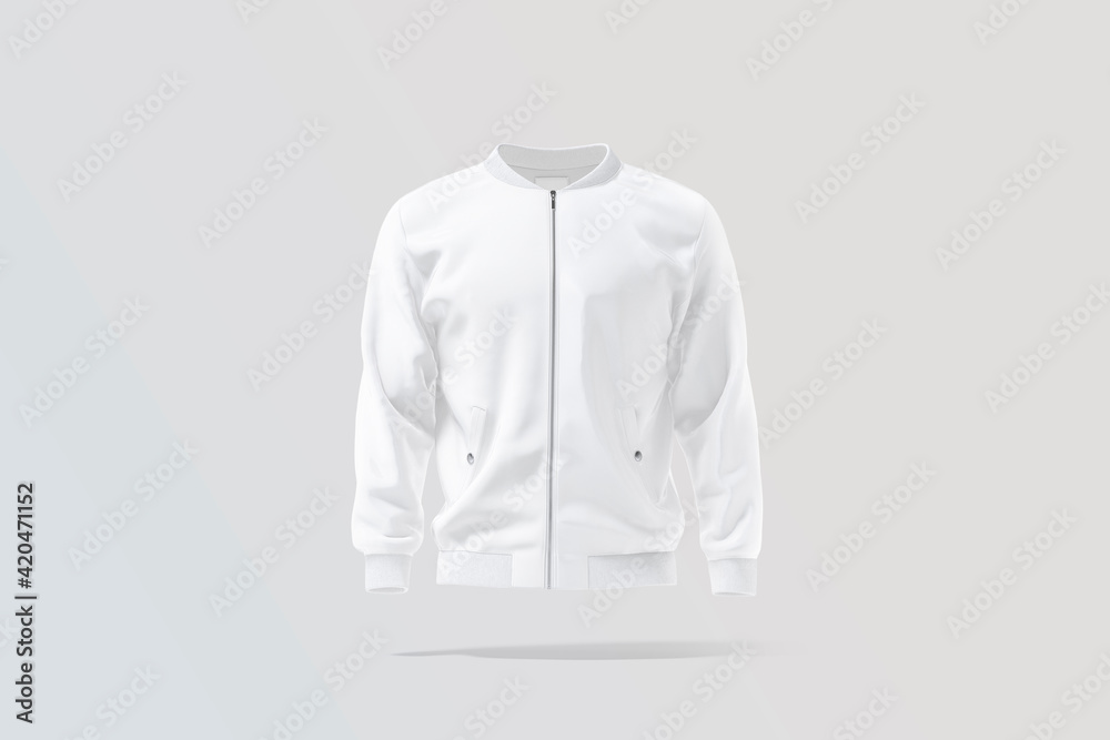 Blank white bomber jacket mock up, gray background Stock Illustration ...