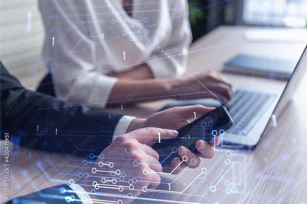 Two research and development specialists brainstorming on project to ...