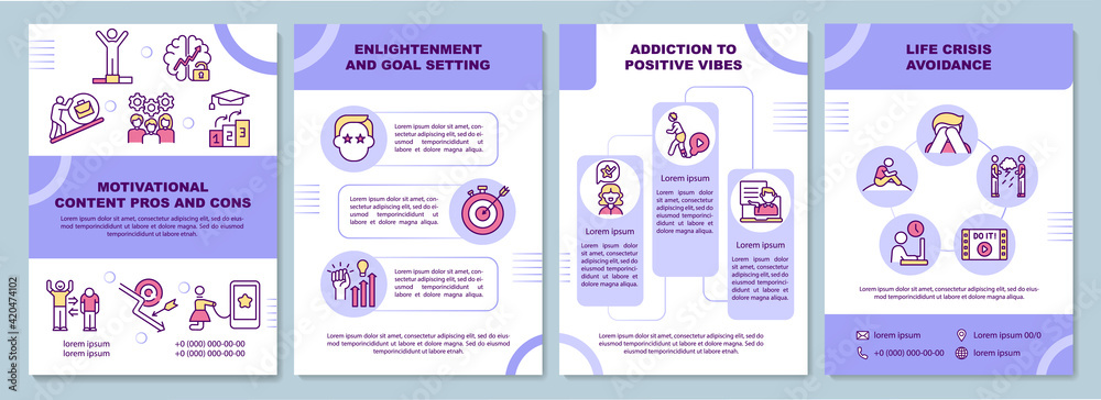 Motivational content pros and cons brochure template. Goal setting ...