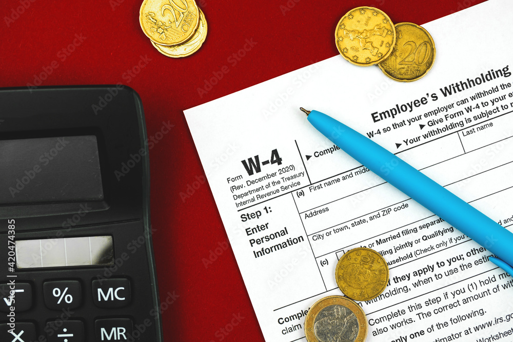 Form W-4, blank W-4 background, employees withholding allowance ...