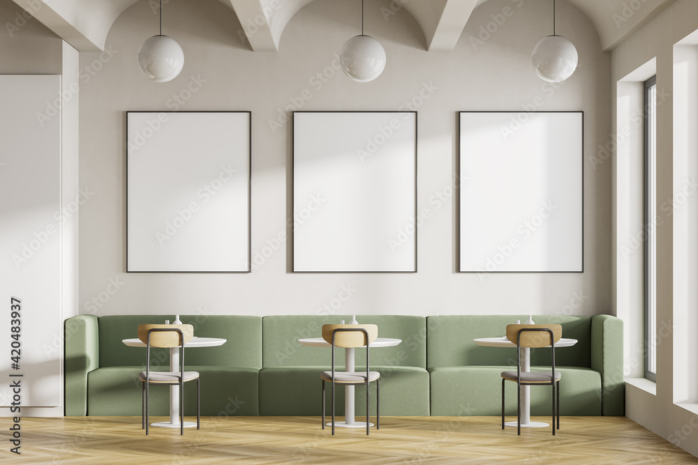 Cafeteria, dining room in university, cafe with tables and chairs ...