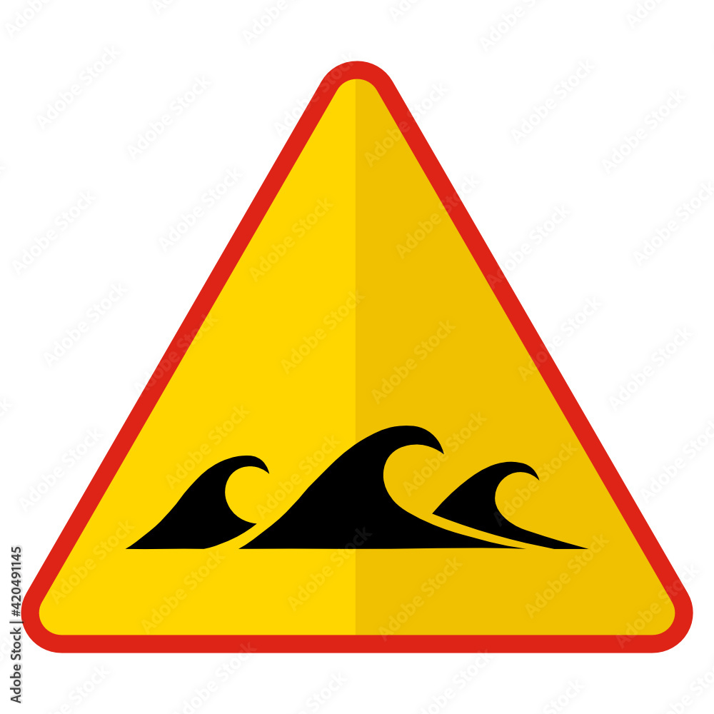High Sea Waves Concept, Shark Danger Area Vector Icon Design, Surfing ...