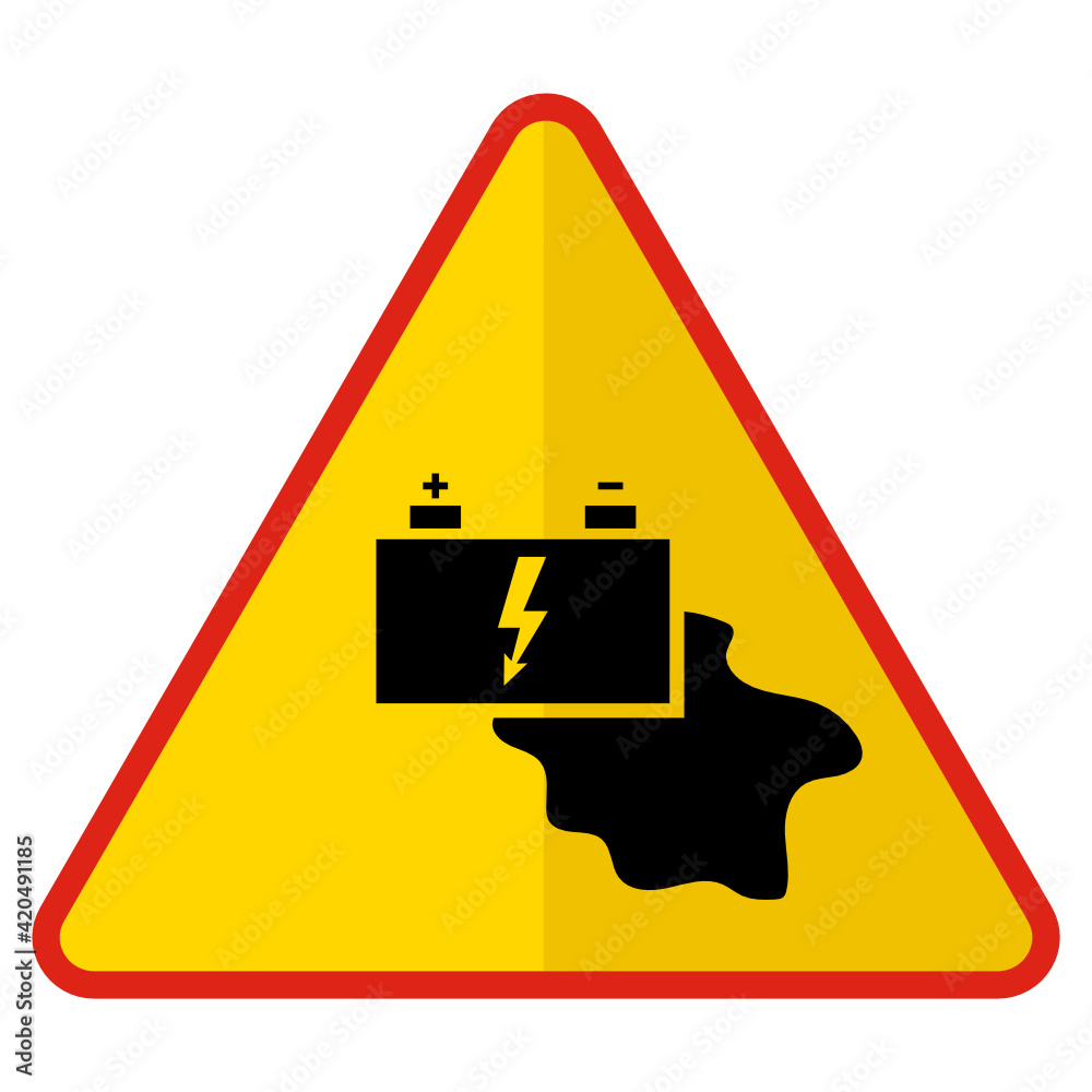 Battery Acid Concept Vector Icon Design, Yellow triangle warning signs ...