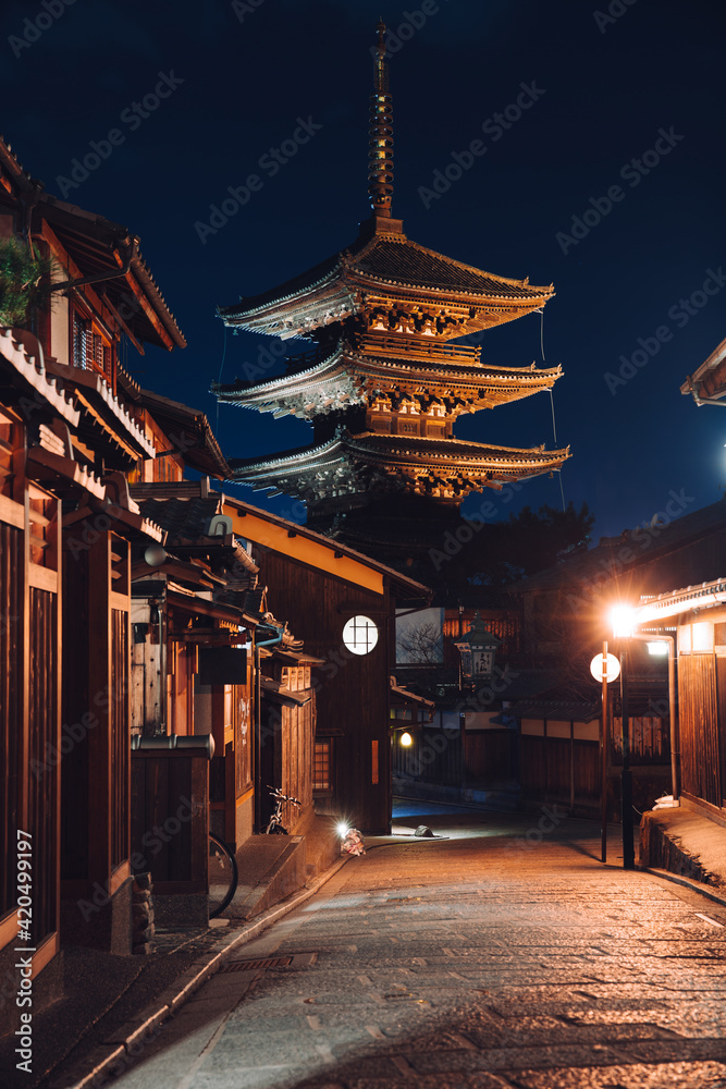 Streets of Kyoto at Night Stock Photo | Adobe Stock