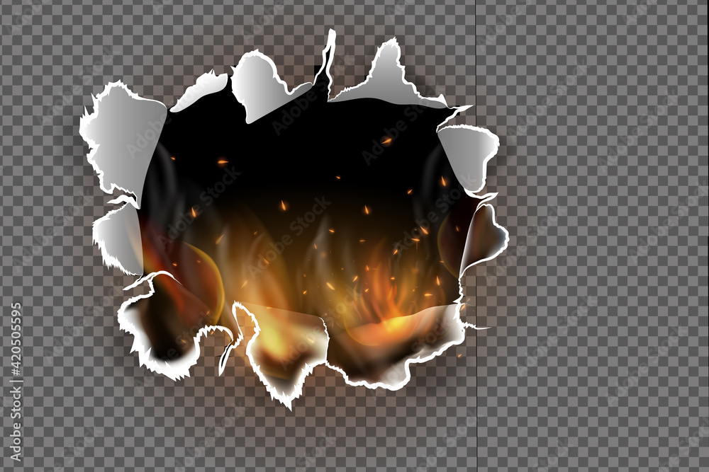 Vector realistic burning fire flames with smoke Stock Vector | Adobe Stock