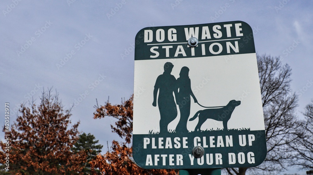 dog waste station sign Stock Photo | Adobe Stock