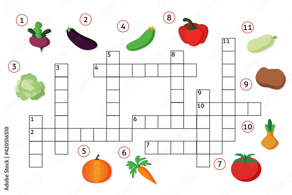 Easy crossword puzzle Name that vegetable, for children in elementary ...